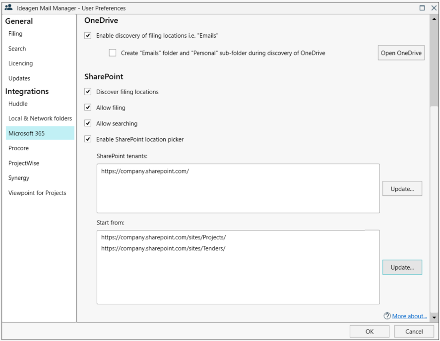 Adding SharePoint Locations – Ideagen Mail Manager | Help | Ideagen Luminate
