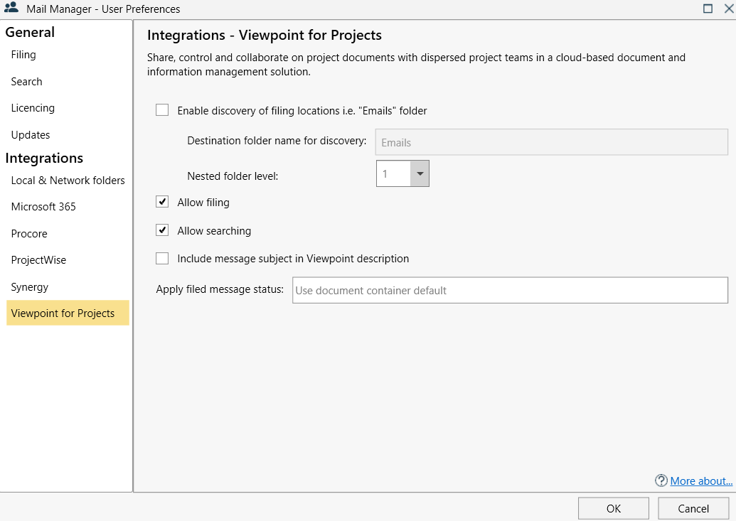 How to Set User Preferences for Viewpoint for Projects Integration ...